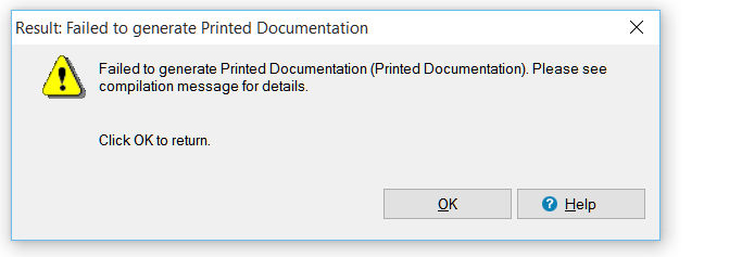 Cannot create printed documentation in RoboHelp